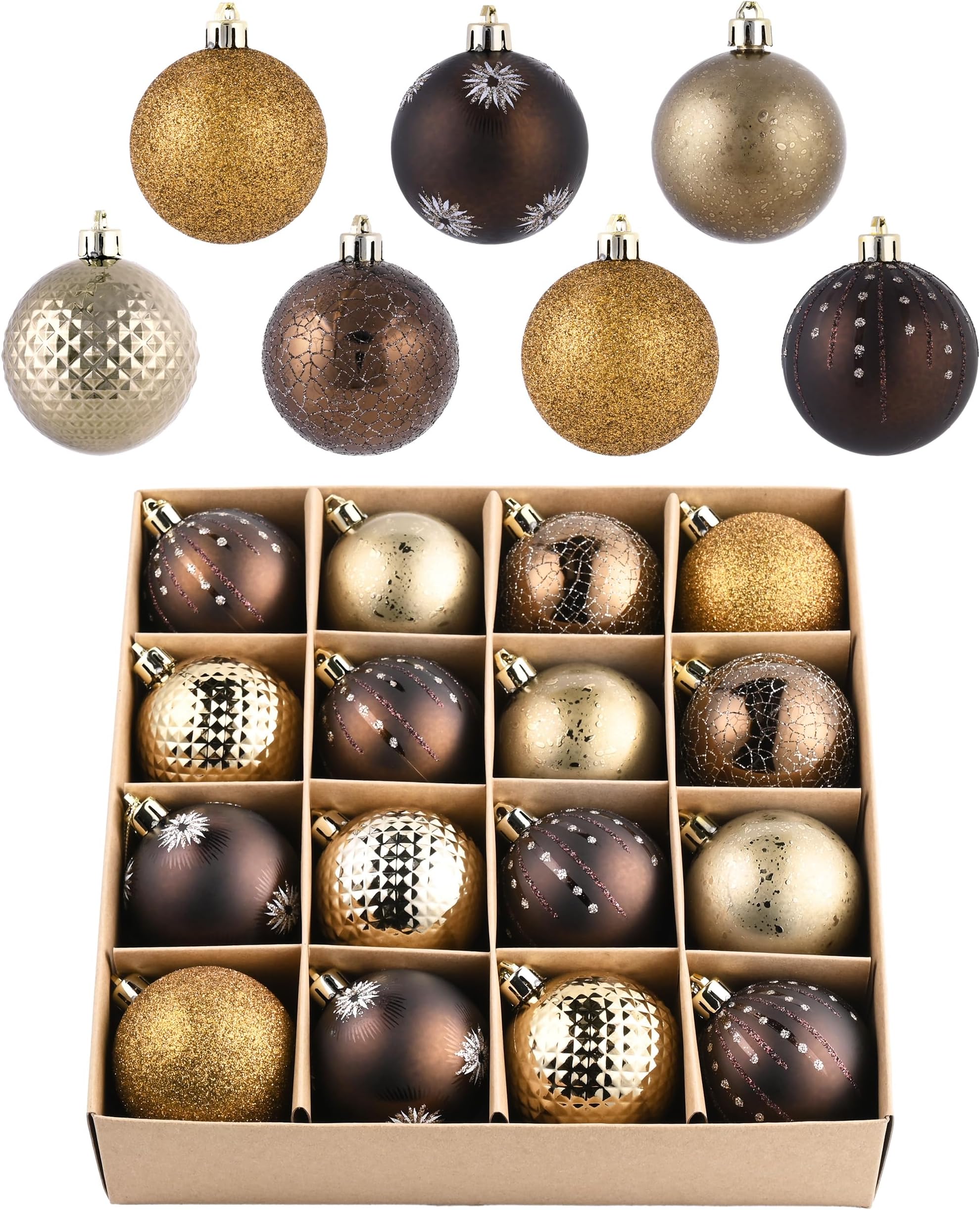 Valery Madelyn Christmas Tree Decorations Copper Baubles,16pcs 6cm ...