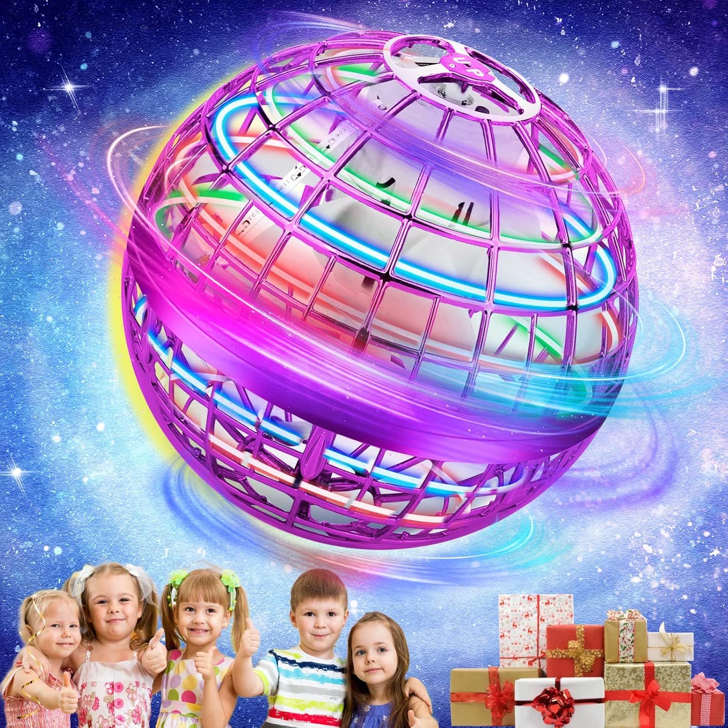Bola de orbe volador, bola giratoria galáctica, bola voladora con luces ...