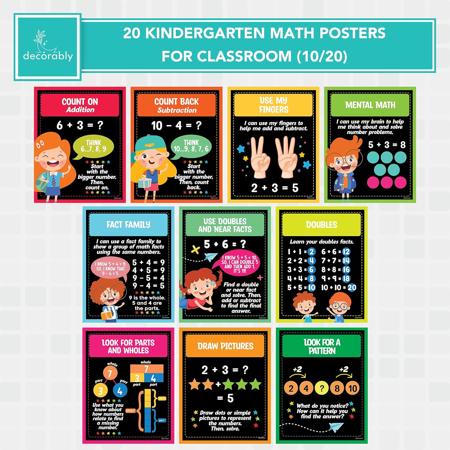 20 pósteres de matemáticas para escuela primaria Pósters de matemáticas ...
