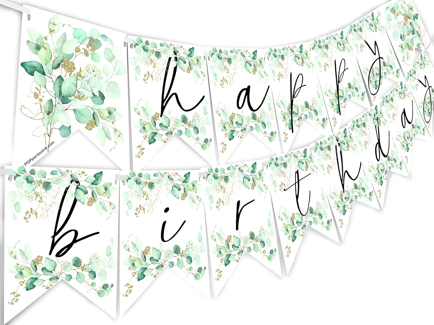 Amazon.com: Eucalyptus Happy Birthday Banner - 40th 50th 60th Birthday ...