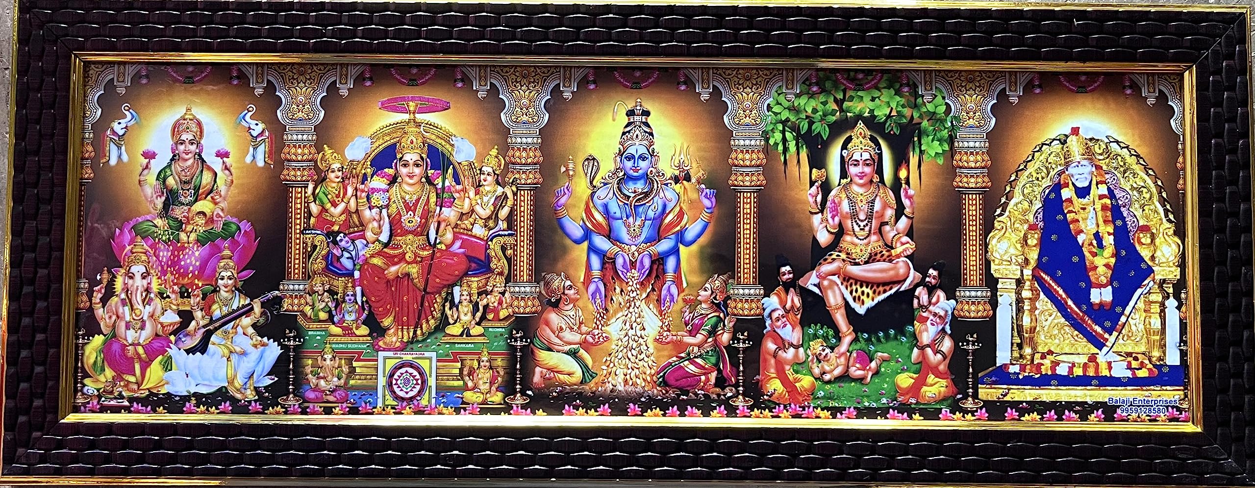 Buy FRAMTASTIC Five in One Gods Photo Frame for Pooja | swarna ...