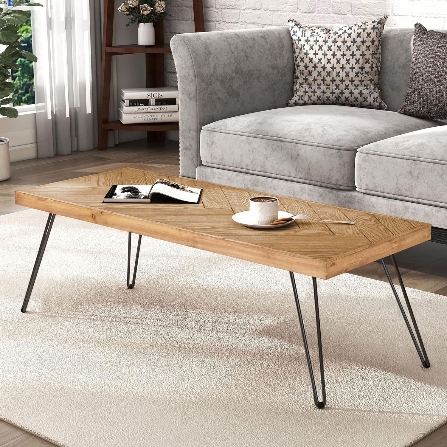 Amazon.com: Merax Modern Coffee Table, Rectangle Coffee Tables with ...