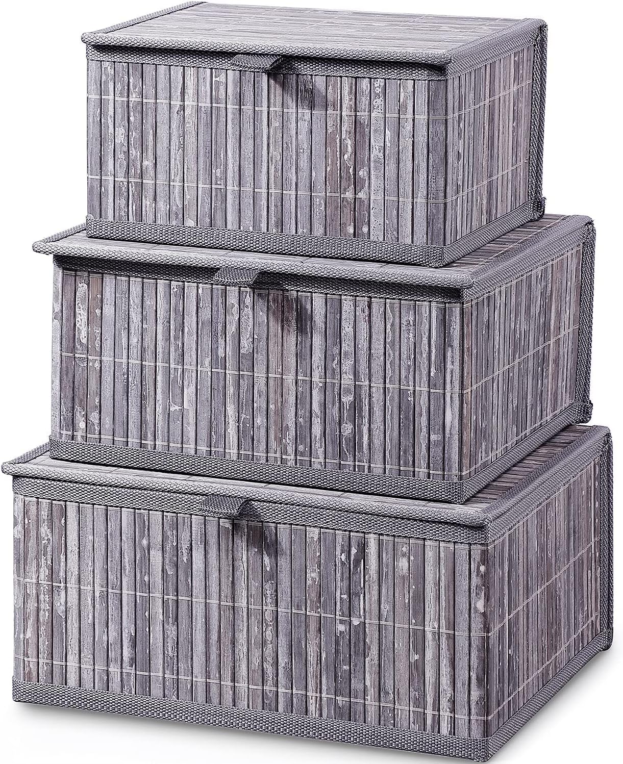 Amazon.com: GIB Wicker Woven Storage Baskets with Lids Set of 3 Size ...