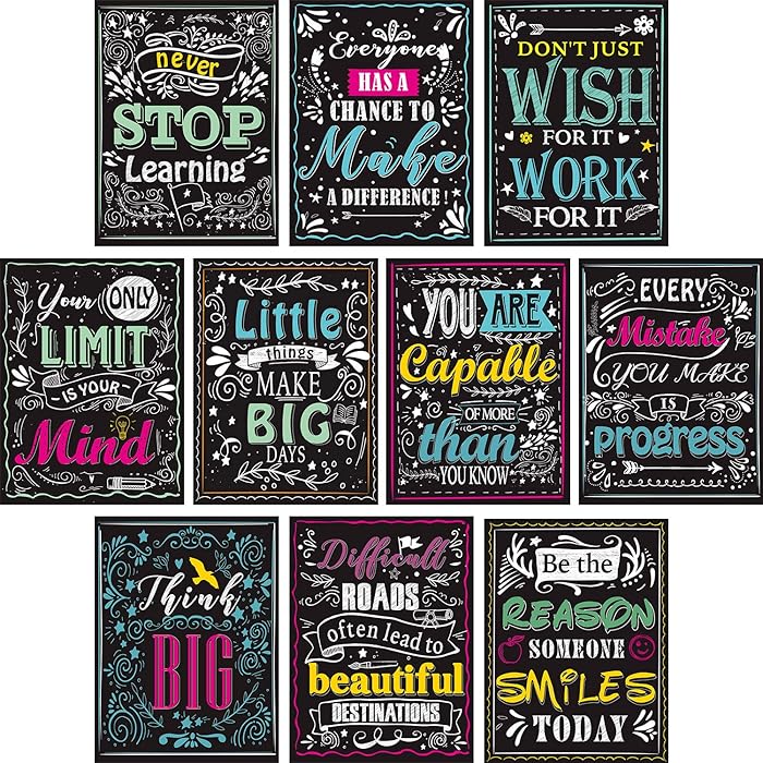 Buy Blulu 10 Pieces Motivational Classroom Wall Posters Inspirational ...