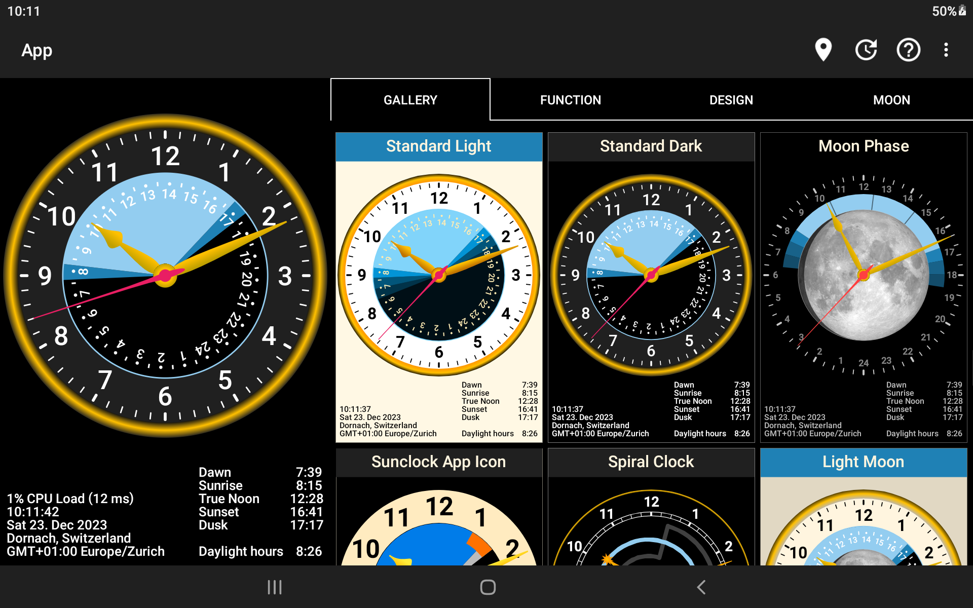 Sunclock: Sunrise, Sunset, Moonrise and Moonphase-Amazonアプリストアのアプリ