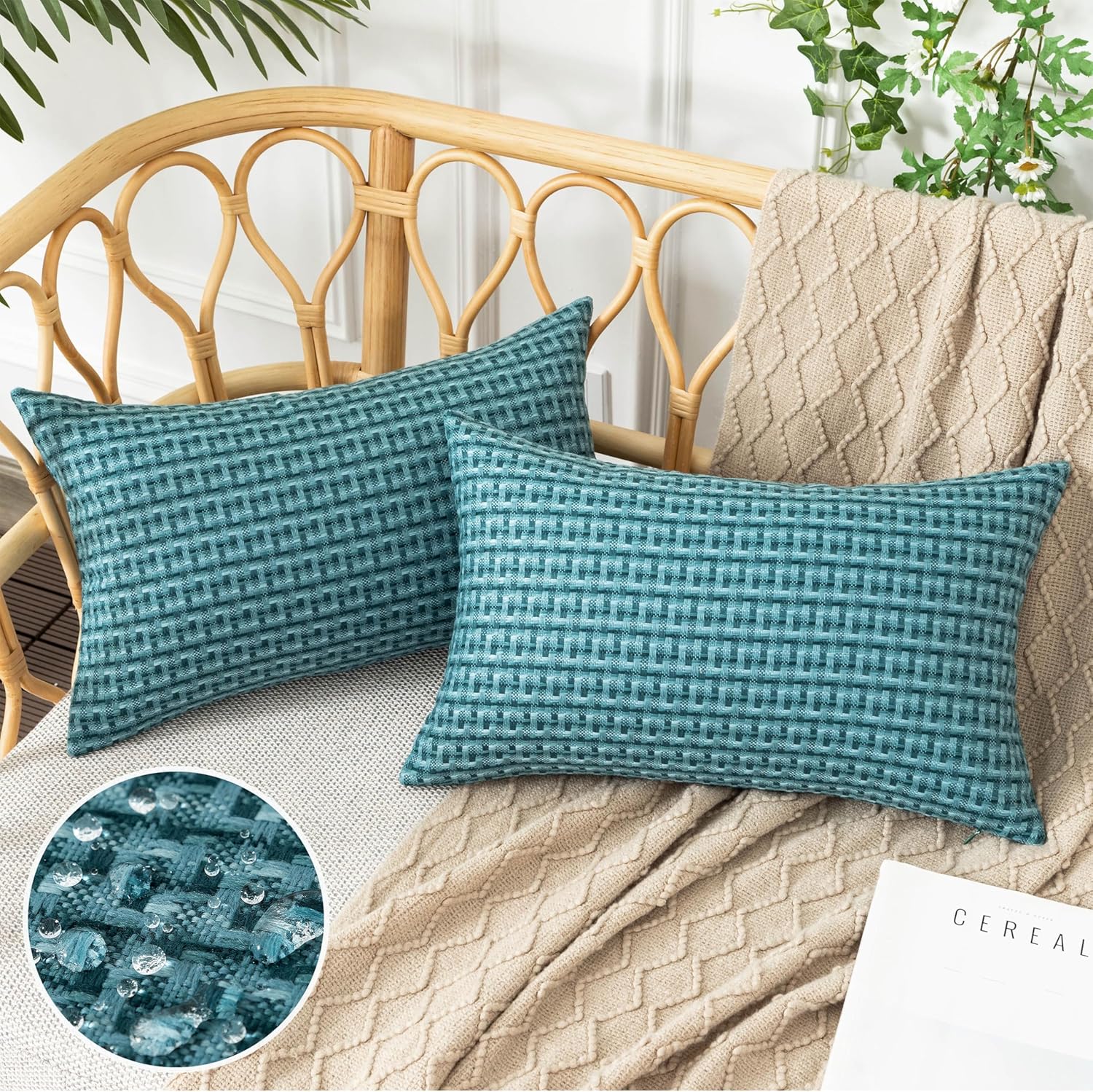 Amazon.com: UGASA Outdoor Waterproof Pillow Covers Pack of 2 Weaving ...