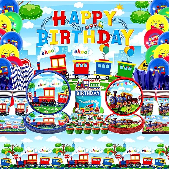 Amazon.com: Train Party Supplies , Includes Happy Birthday Party ...