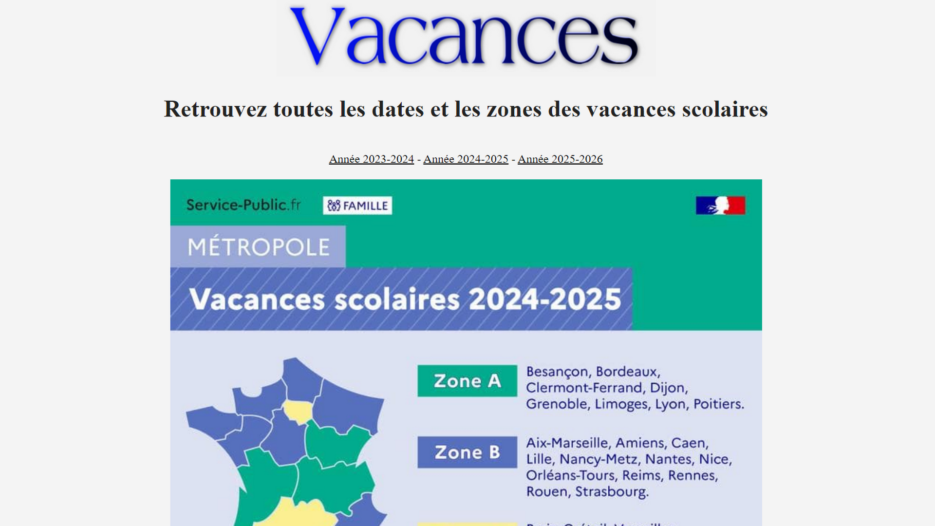 School holiday calendar in France - App on Amazon Appstore