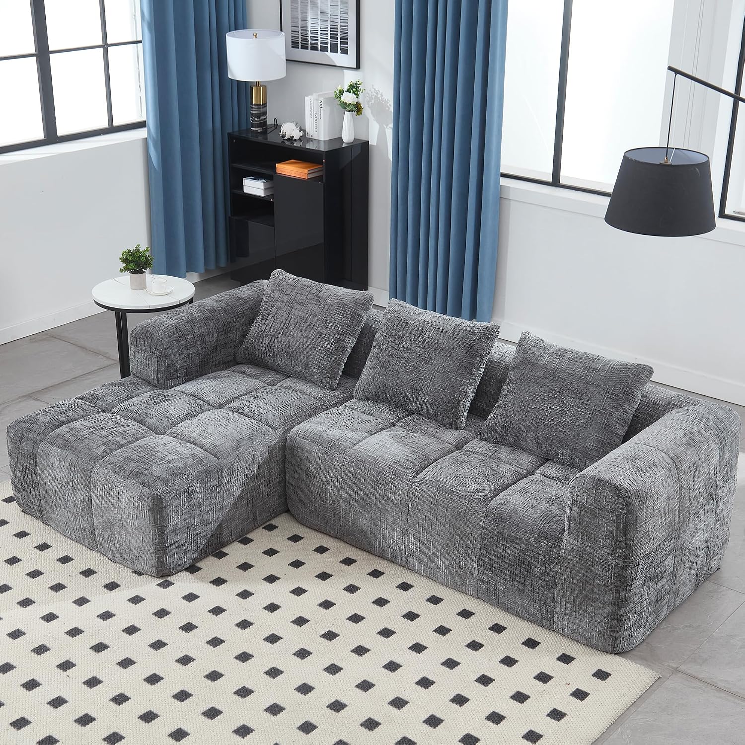 Amazon.com: Oversized 2-Piece Left Facing Cloud Sectional Sofa Boucle ...