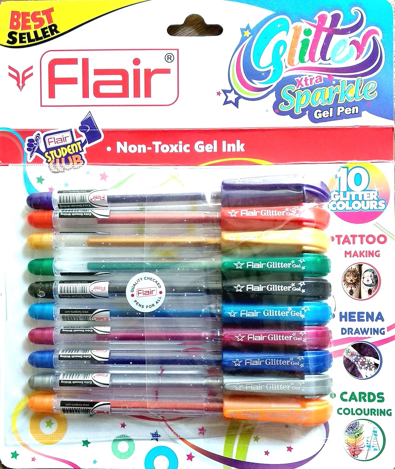 Amazon.com: Flair Xtra Sparkle Glitter Gel 10 Colours Xtra Sparkle Gel ...