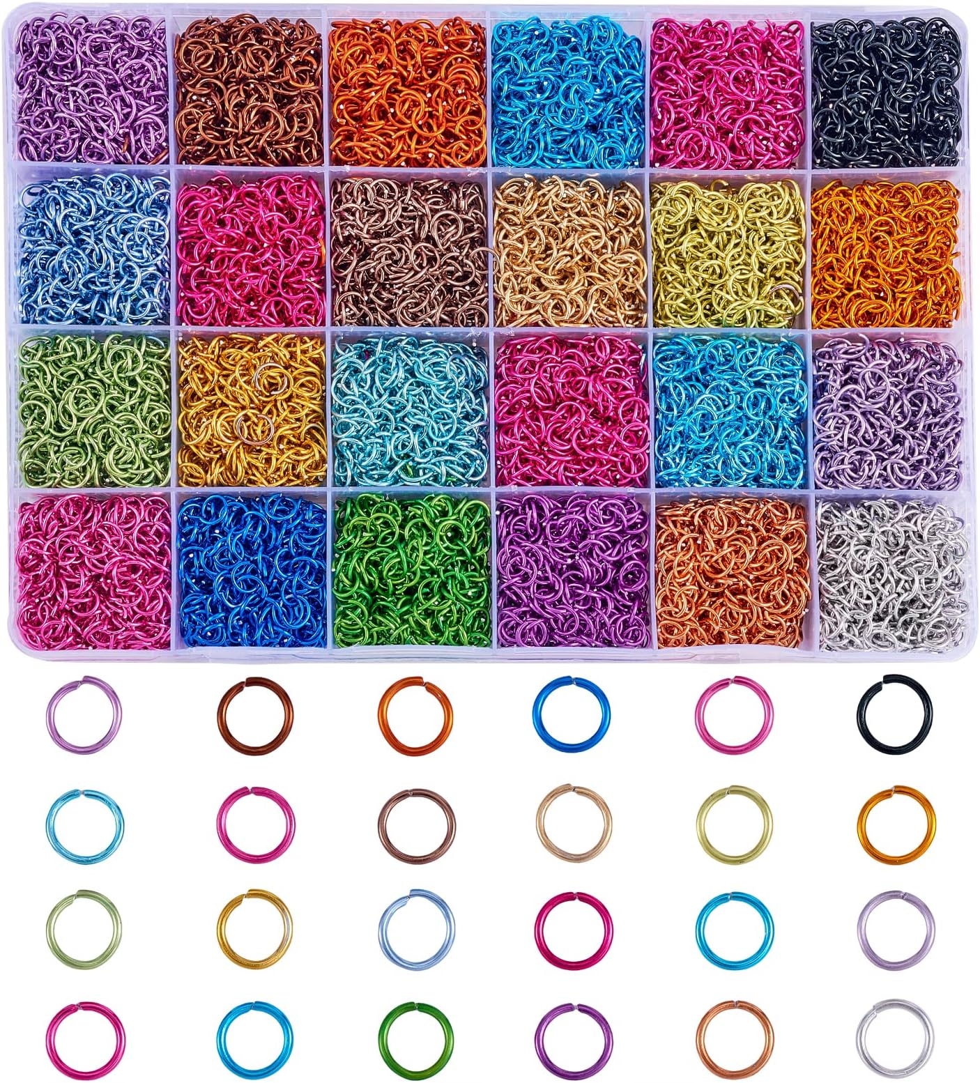 Amazon.com: WEWAYSMILE 2040Pcs 24 Colors Aluminum Jump Ring 10MM ...