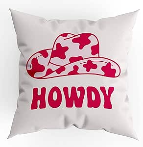 Amazon.com: Hot Pink Preppy Howdy Cowgirl Hat Throw Cushion Cover Throw ...