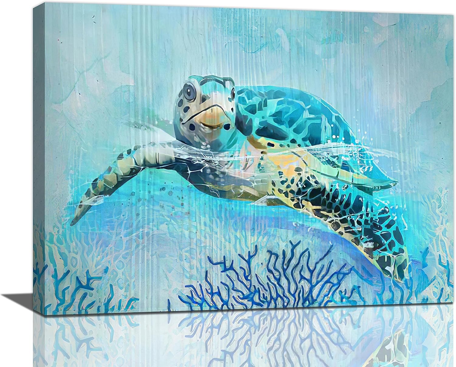 Amazon.com: Beach Sea Turtle Wall Art Coastal Ocean Turtle Bathroom ...