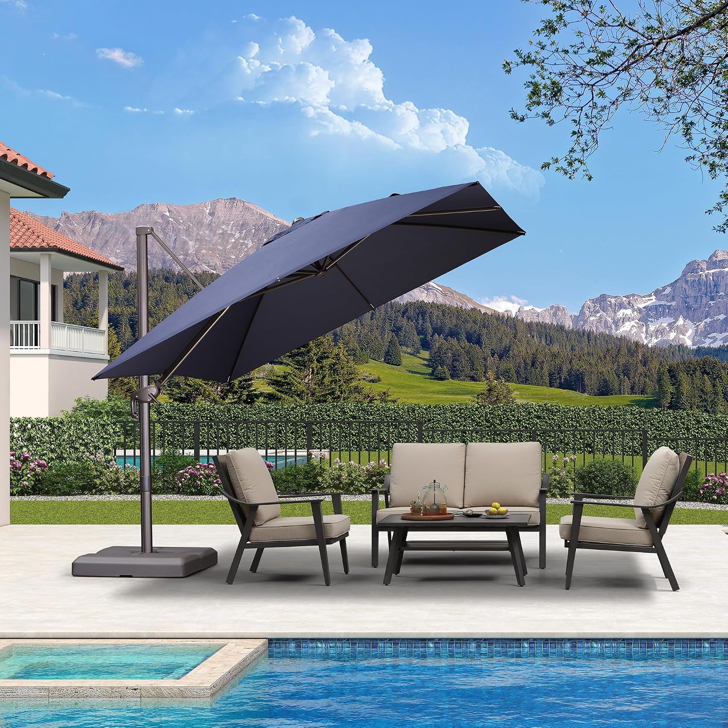 Amazon.com : PURPLE LEAF 10 Feet Patio Cantilever Umbrella Square ...