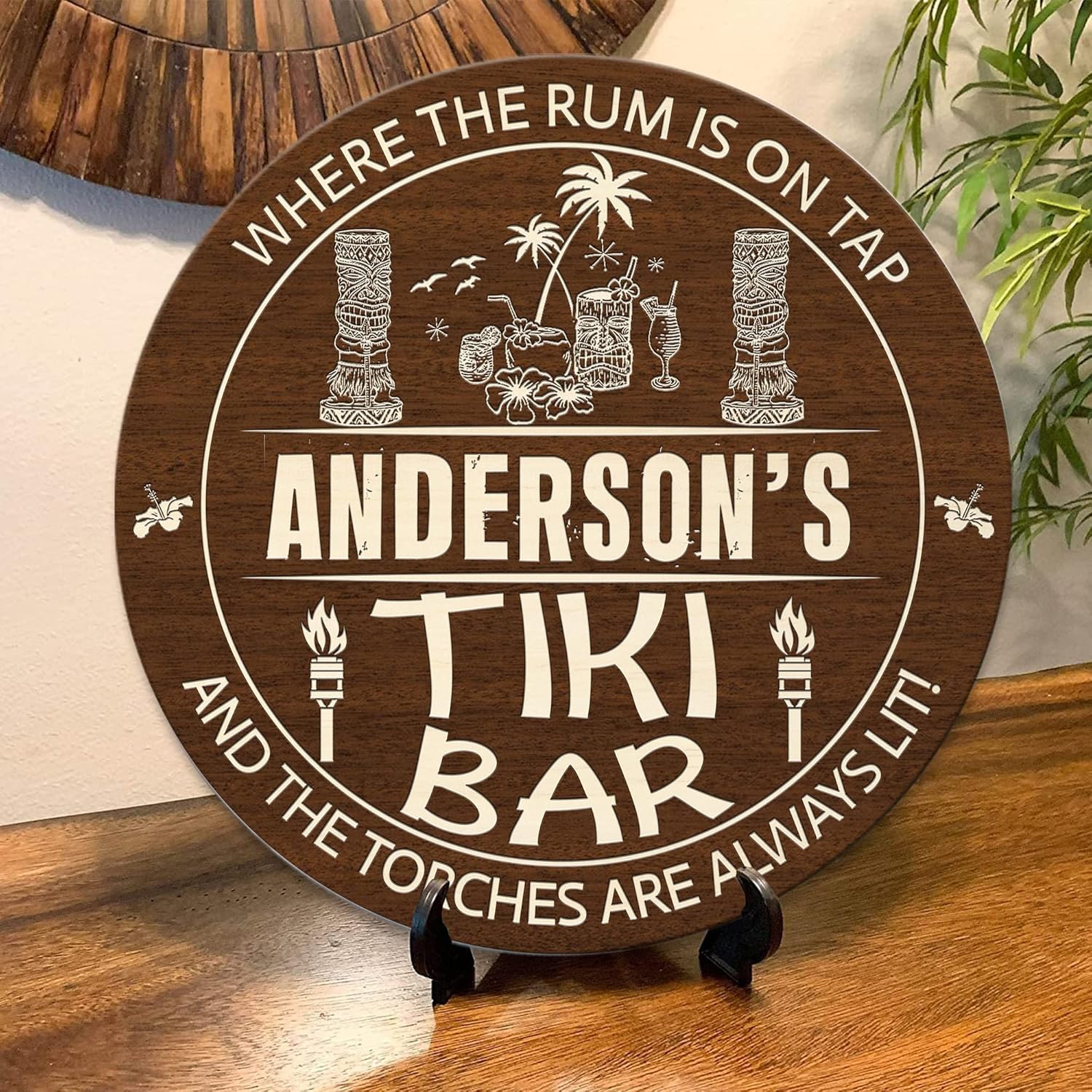 Buy MeMate Custom Tiki Bar Sign - Personalized Wooden Name Sign for ...