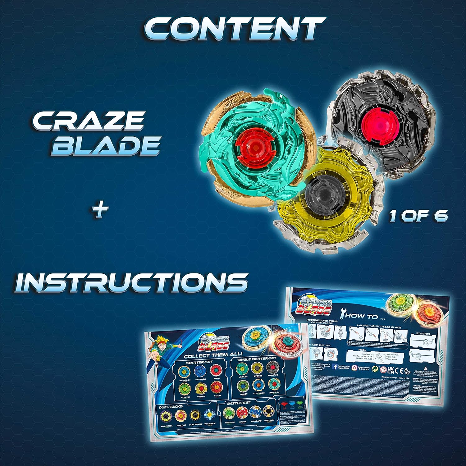 CRAZE Blade Single Fighter 35061 Battle Spinning Top Metal Starter Set ...