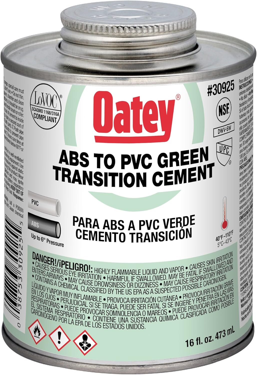 Amazon.com: Oatey 30925 Medium Bodied Transition Solvent Cement, 16 Oz ...