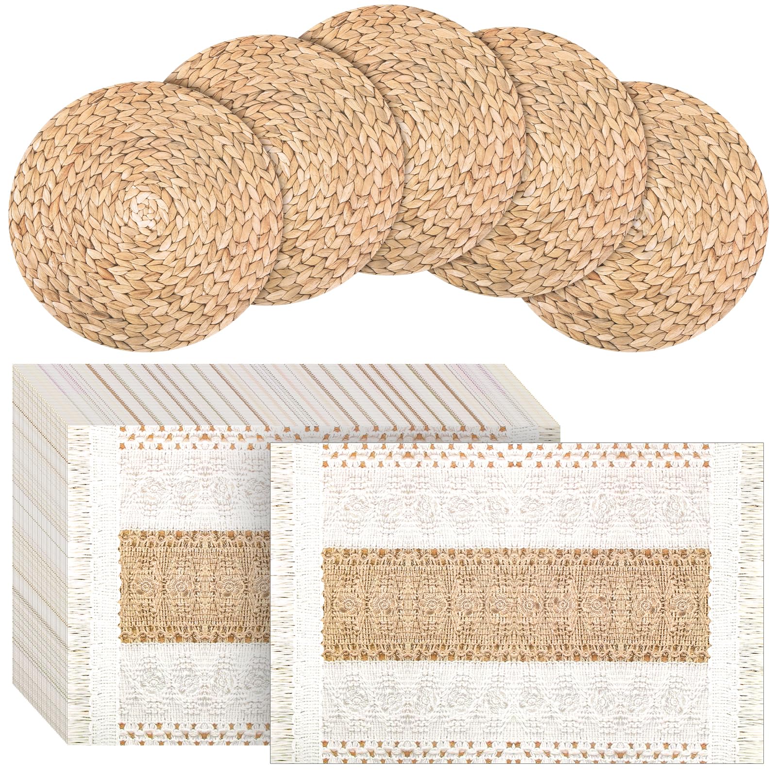 Amazon.com: Engrowtic 100 Pcs Boho Disposable Paper Placemats Set Round ...