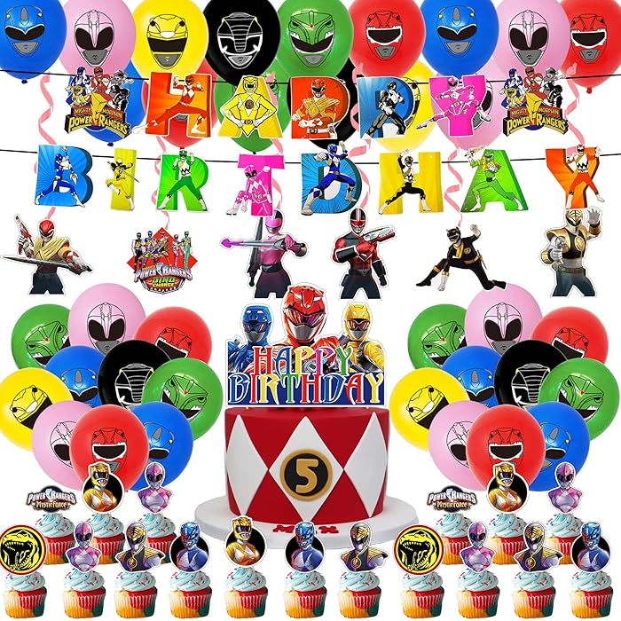 Buy Power Rangers Birthday Party Supplies Birthday Decoration Include ...
