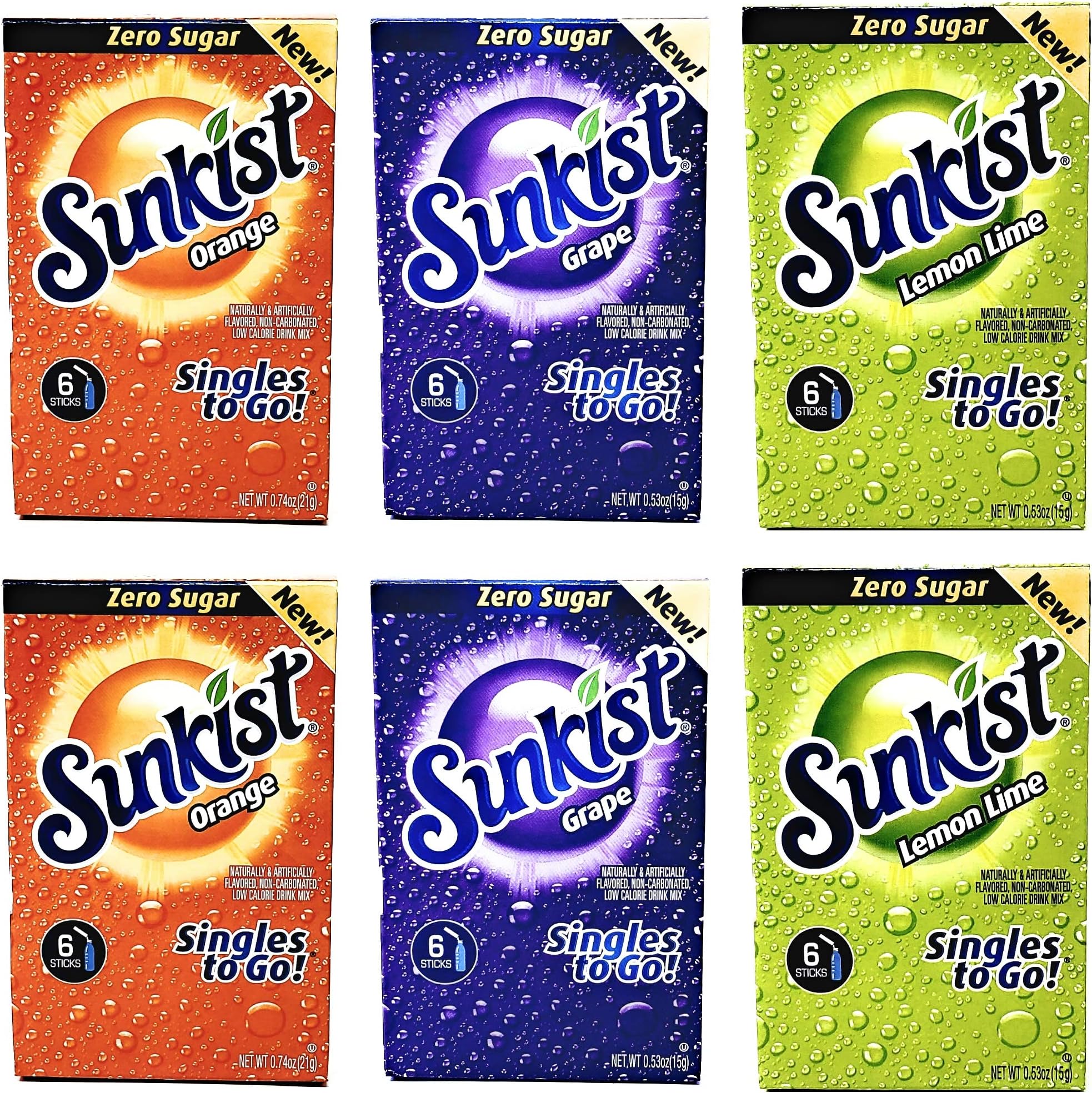 Amazon.com : Sunkist Zero Sugar Singles To Go Bulk Variety Pack - 3 ...
