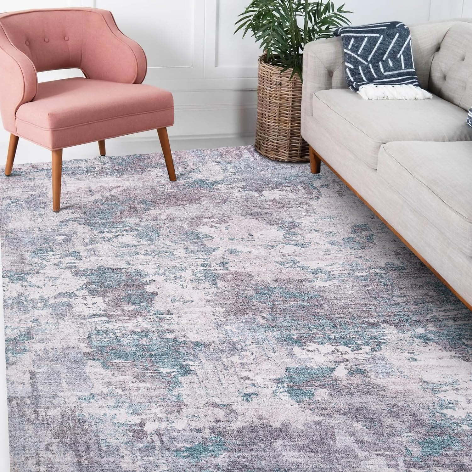 Amazon.com: Hatppto Washable Area Rug 5x7 Modern Abstract Rugs for ...