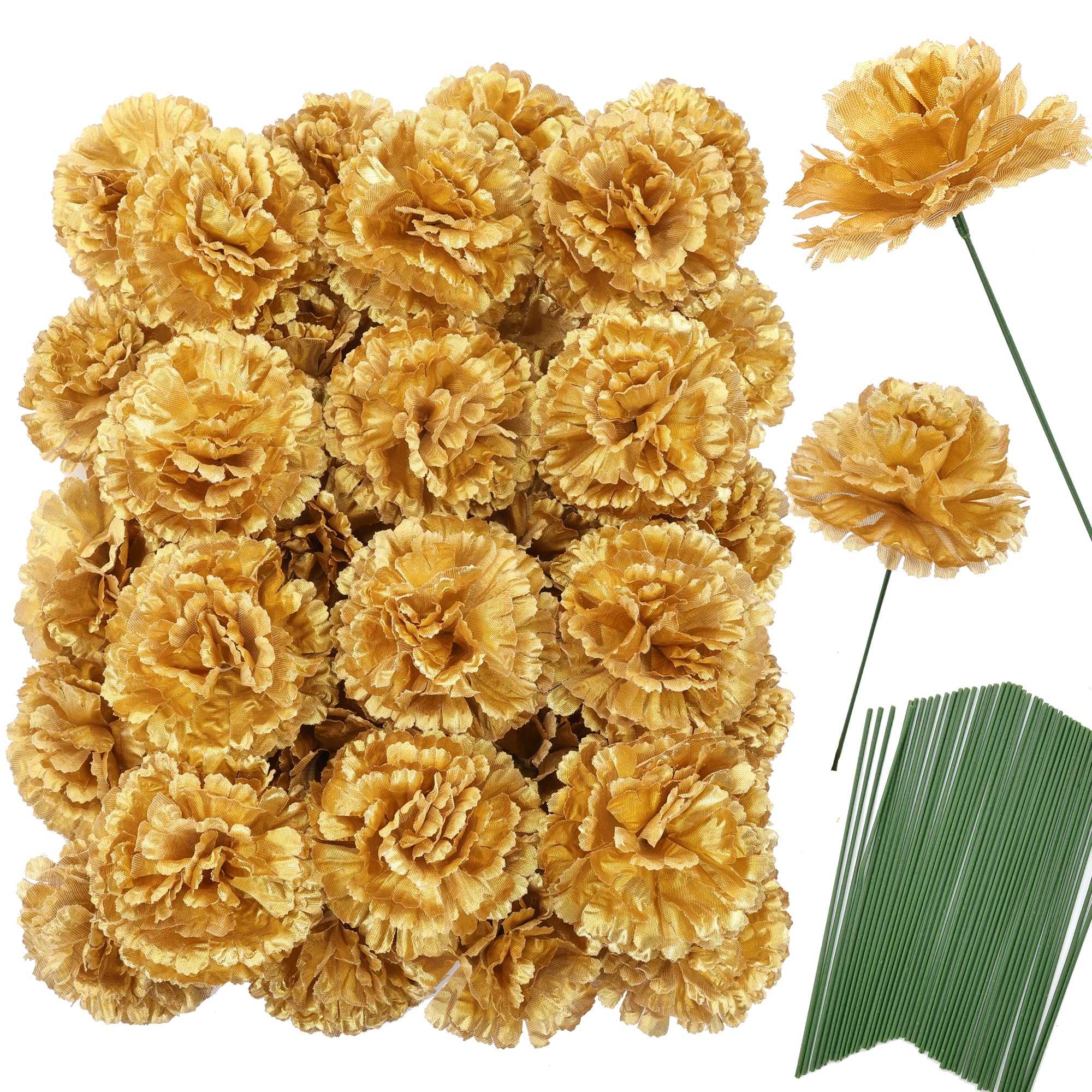 Amazon.com: Jdsour 50 Pack Artificial Silk Carnation Picks, Artificial ...