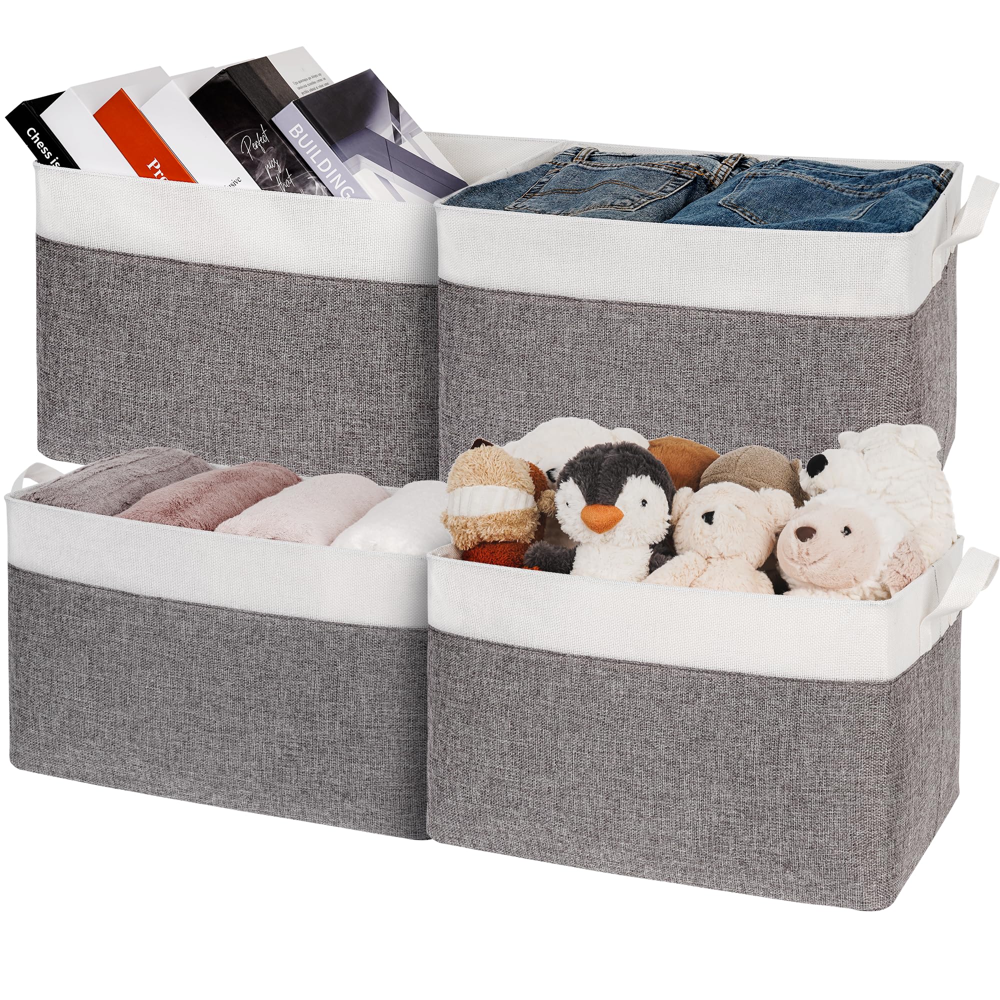 GRANNY SAYS Storage Basket with Handles, Fabric Storage Bins with Metal ...