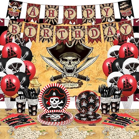 Amazon.com: Pirate Birthday Party Decorations for Boys, 145 Pcs Pirate ...