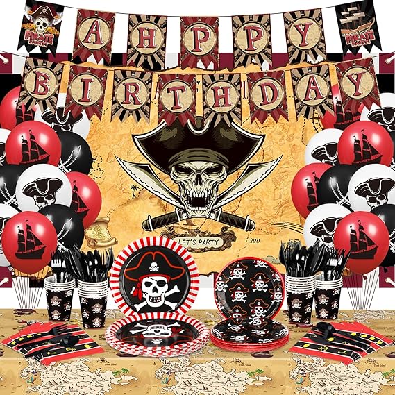 Amazon.com: Pirate Birthday Party Decorations for Boys, 145 Pcs Pirate ...
