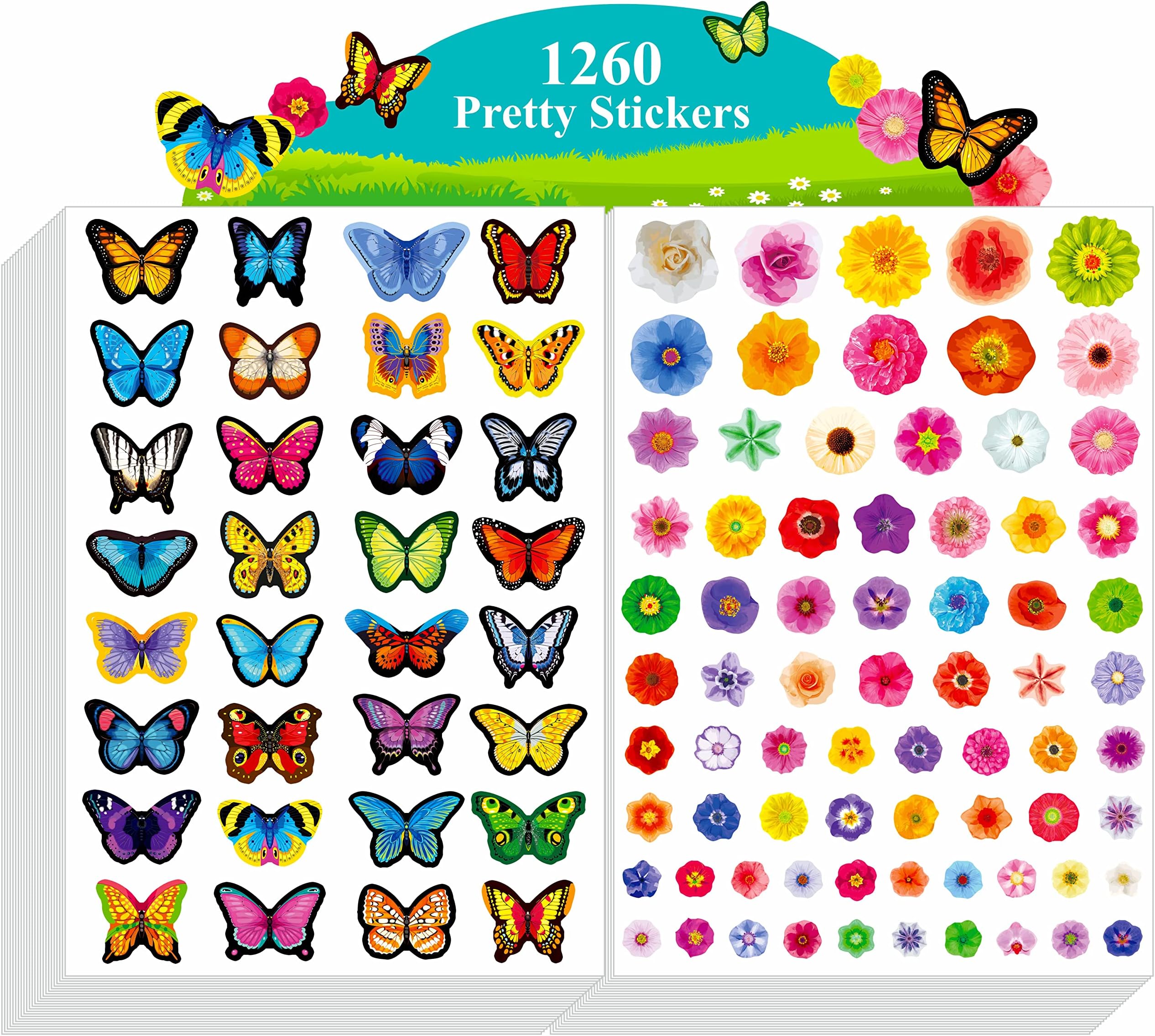 Amazon.com: Joy Bang 344 Pcs Spring Flowers Stickers for Kids, 24 ...