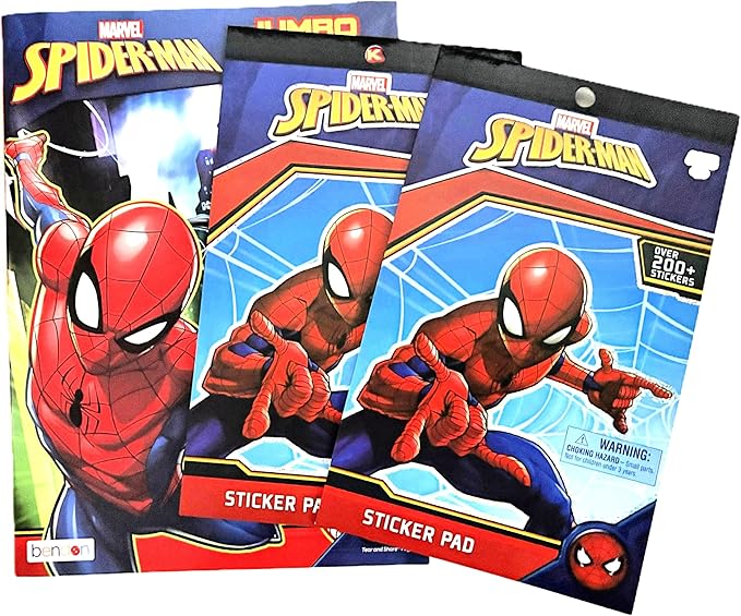 Amazon.com: (1) Spiderman Coloring Book and (2) Spiderman Sticker Pads ...