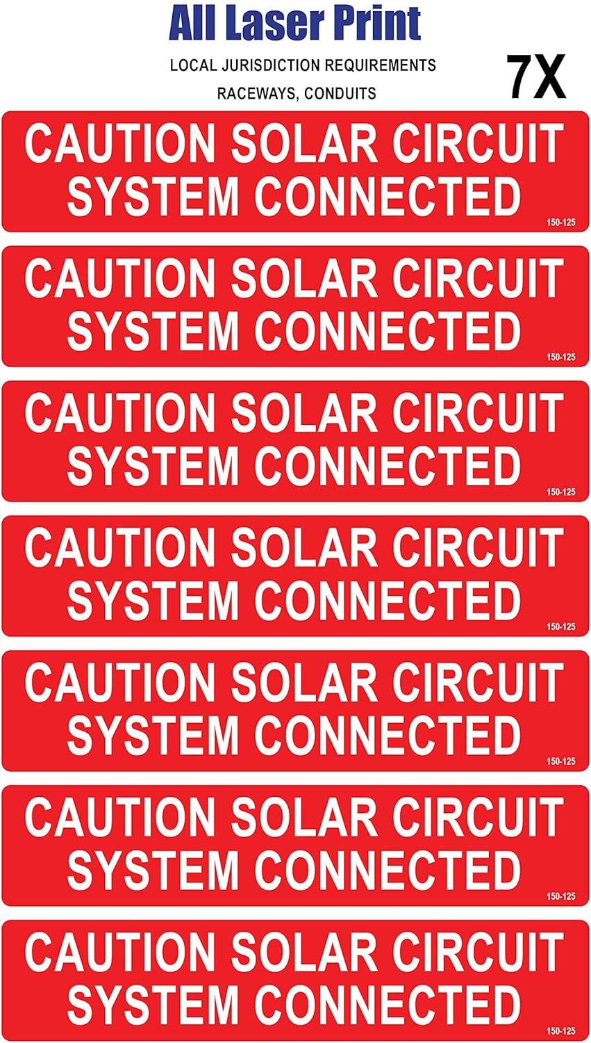 Amazon.com: Solar Label Pack-7X- Caution Solar Circuit System Connected ...