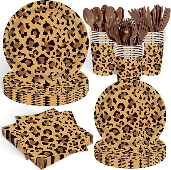 Amazon.com: 140PCS Leopard Print Party Decorations,Jungle Animal theme ...