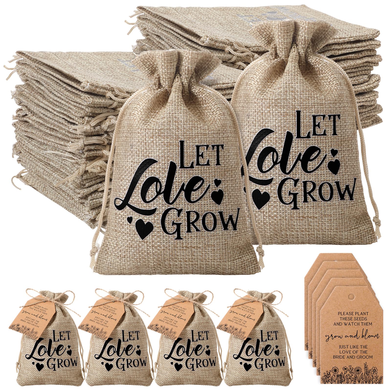 Amazon.com: Fumete 50 Sets Wedding Favors for Guests Let Love Grow Seed ...