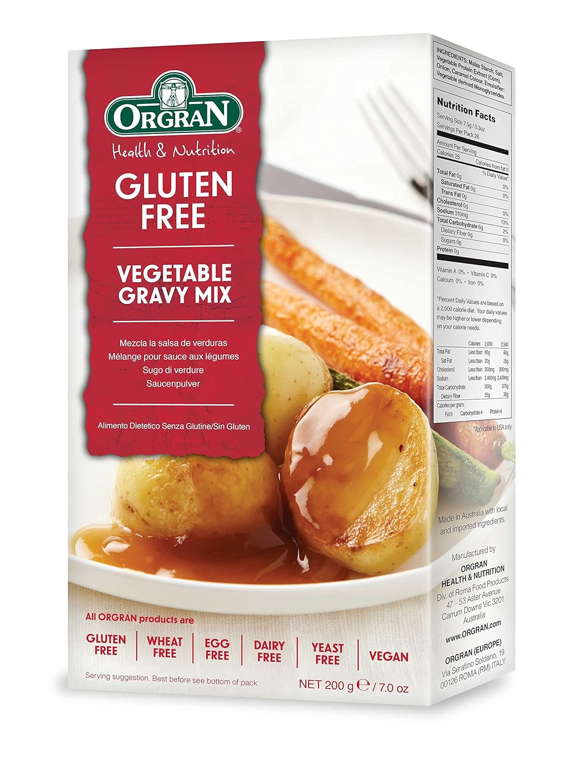 Amazon.com : OrgraN Gluten Free Gravy Mix, All Vegetable Base 7.2 oz ...