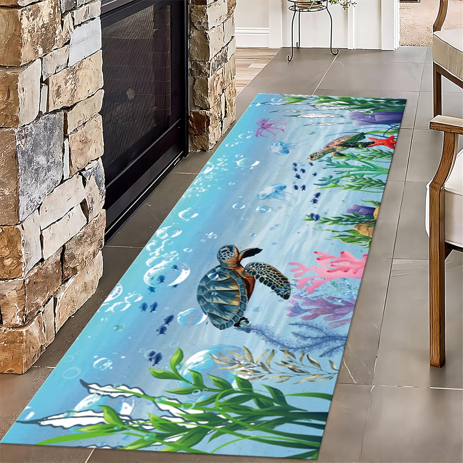 Amazon.com: USHIRUG Ocean Turtle Runner Rugs for Hallway, 2x7ft, Sea ...