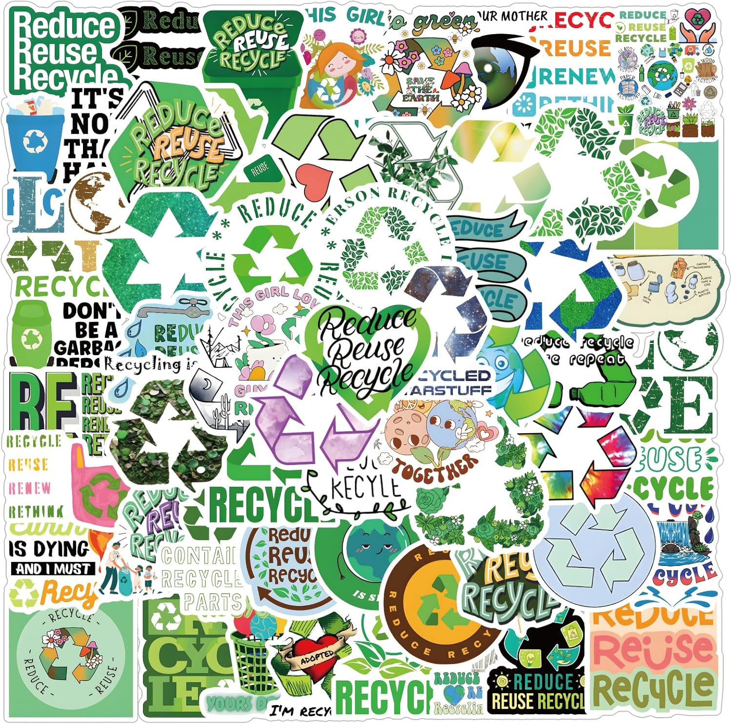 Amazon.com: 109Pcs Recycle Stickers Graffiti Aesthetics Waterproof ...