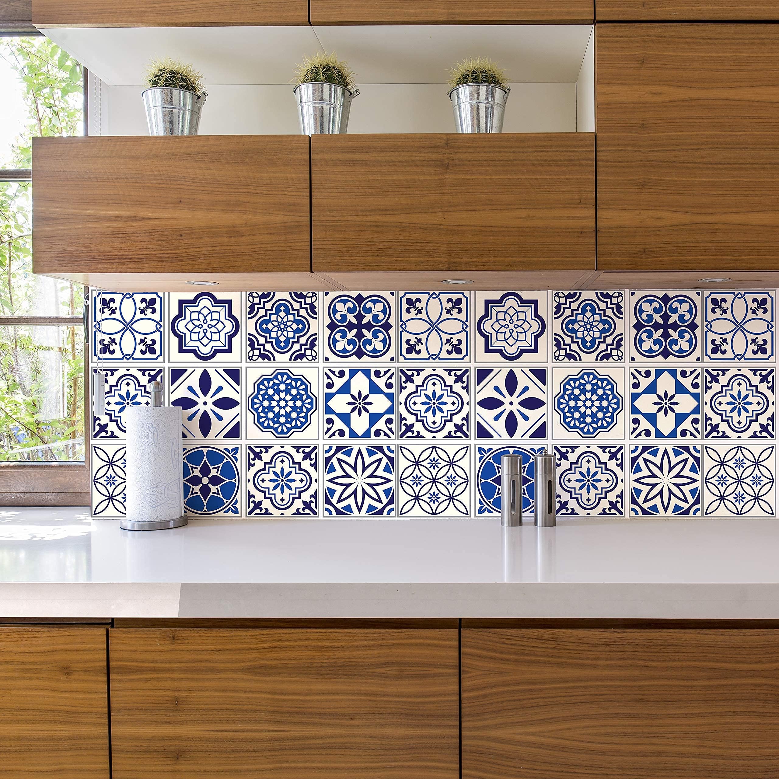 Amazon.com: Tile Stickers Backsplash Tiles by Mi Alma 6x6 Inch 24 pcs ...