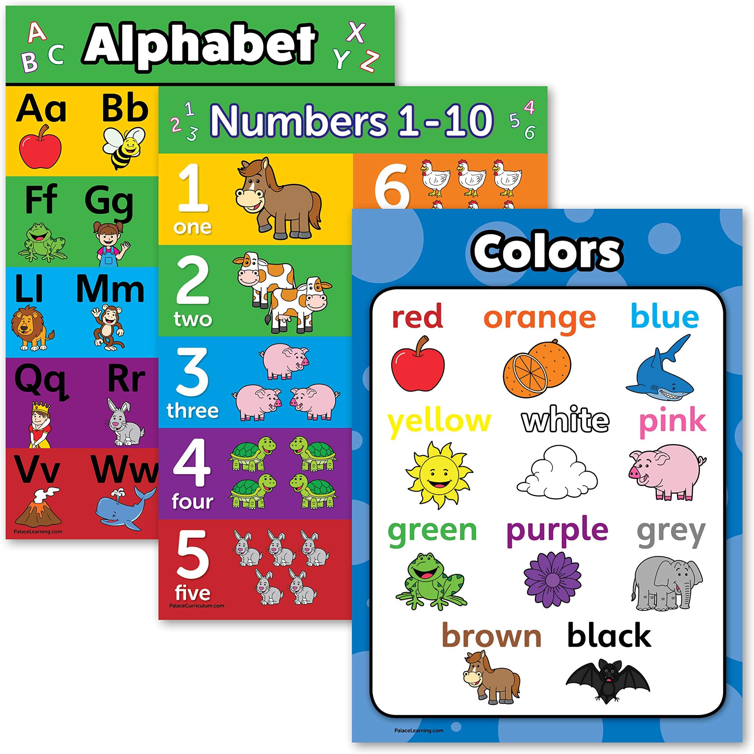 Amazon.com: Palace Learning 3 Pack - ABC Alphabet + Numbers 1-10 ...