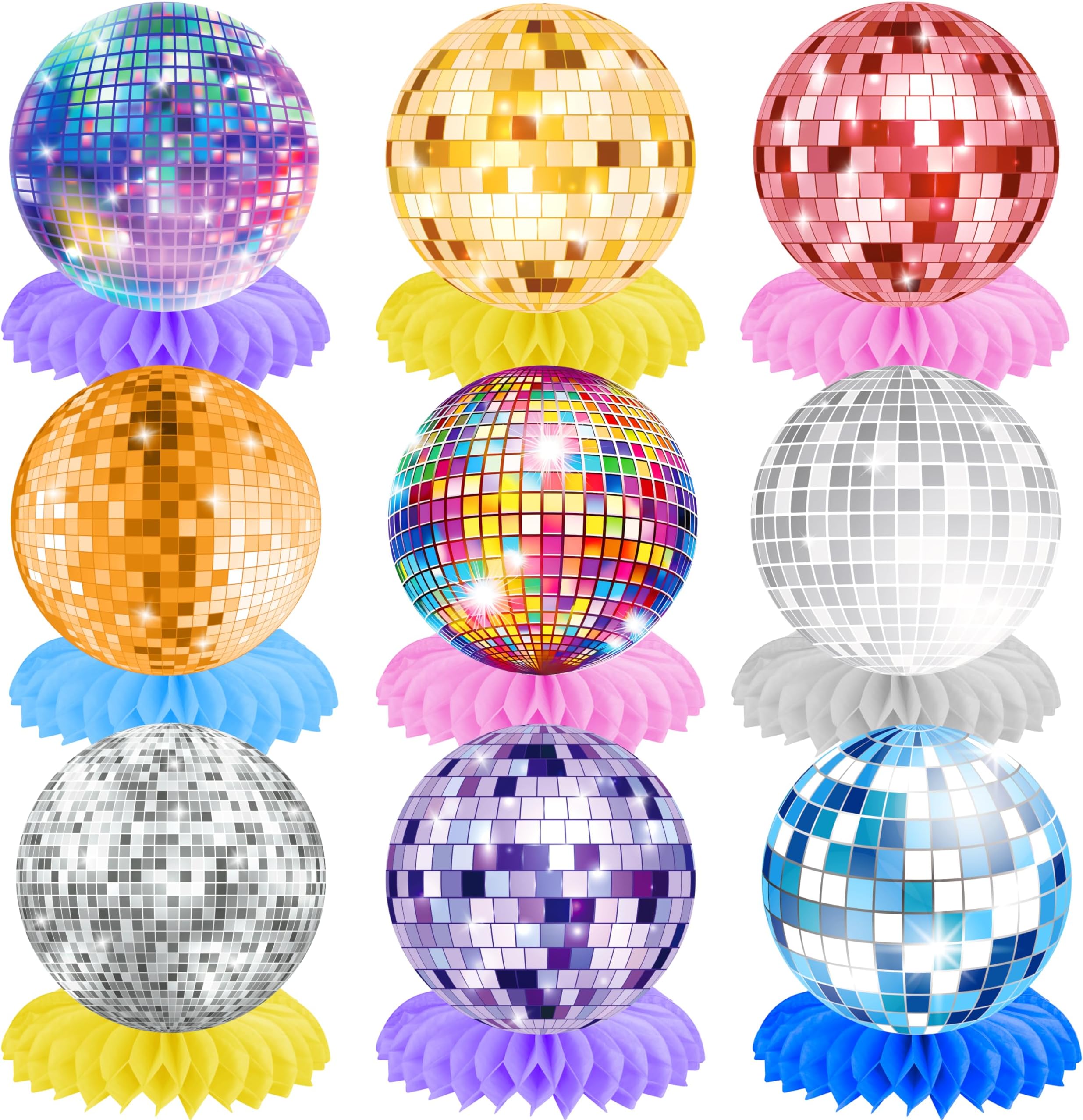 Amazon.com: Disco Ball Party Honeycomb Centerpieces 70s Disco Birthday ...