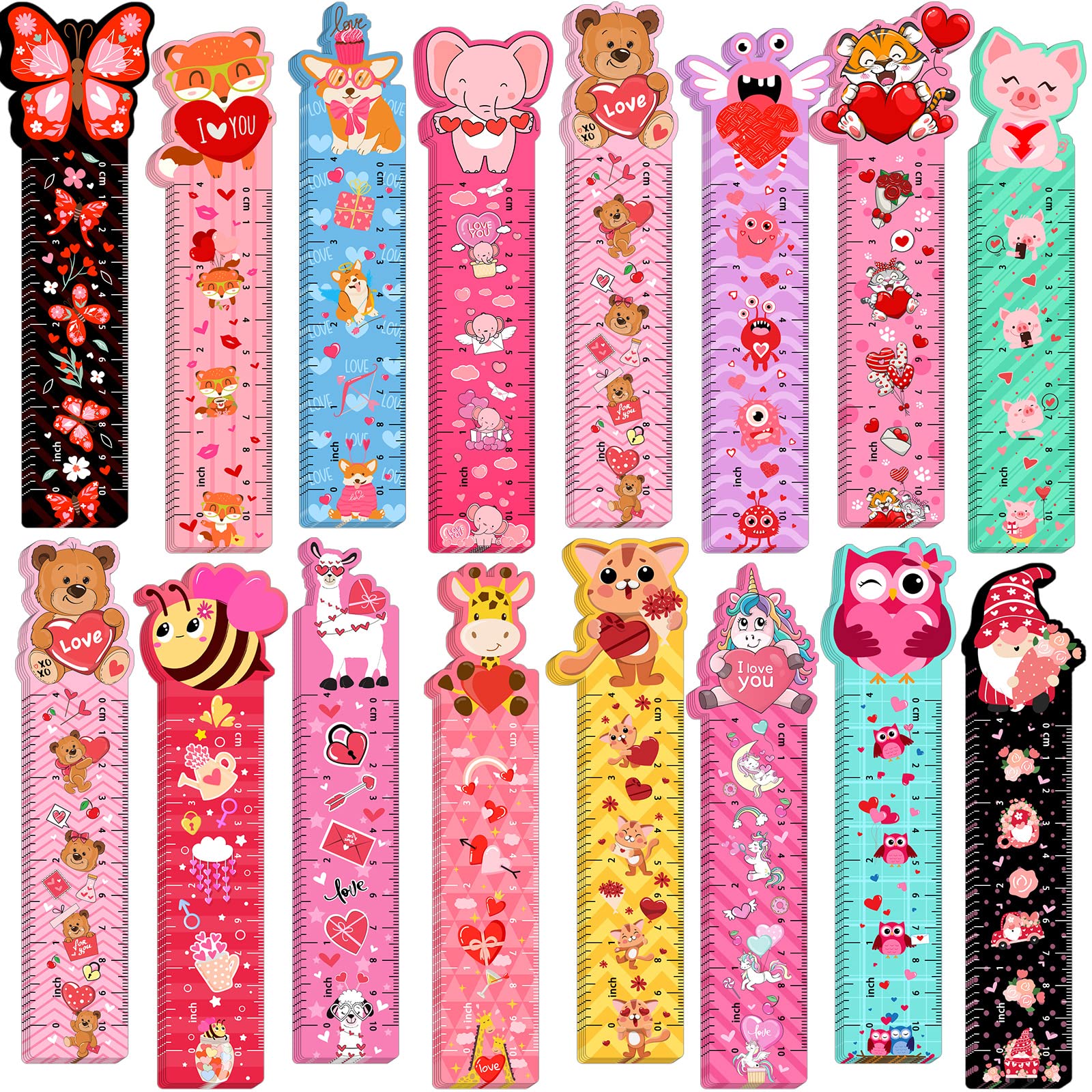 Amazon.com: 150Pieces Valentine’s Day Bookmark Ruler Bulk 15 Styles ...