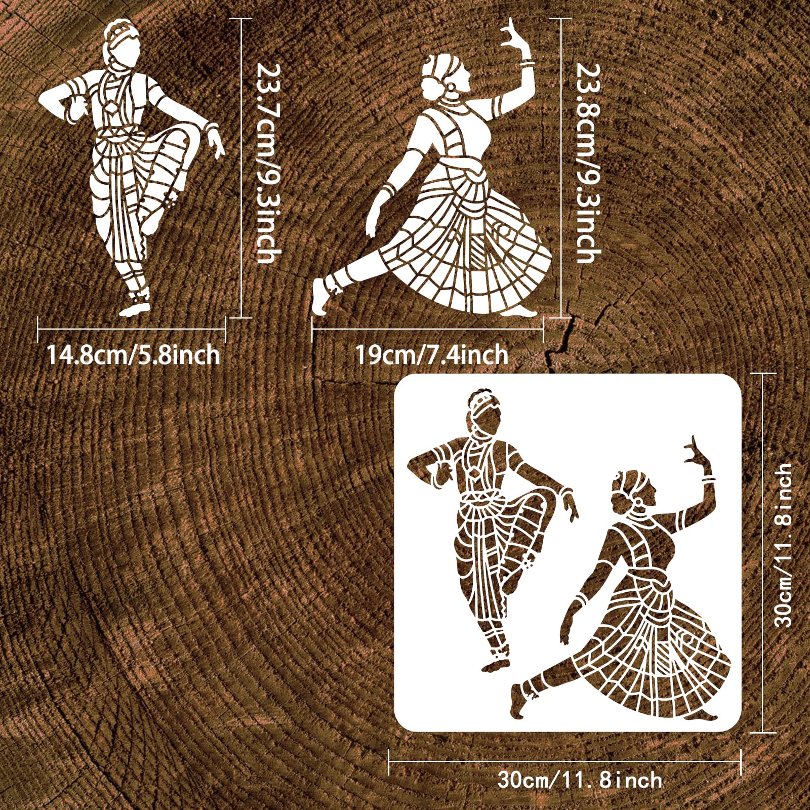Snapklik.com : Indian Dance Stencils - 11.8x11.8 Inch Plastic Stencil ...