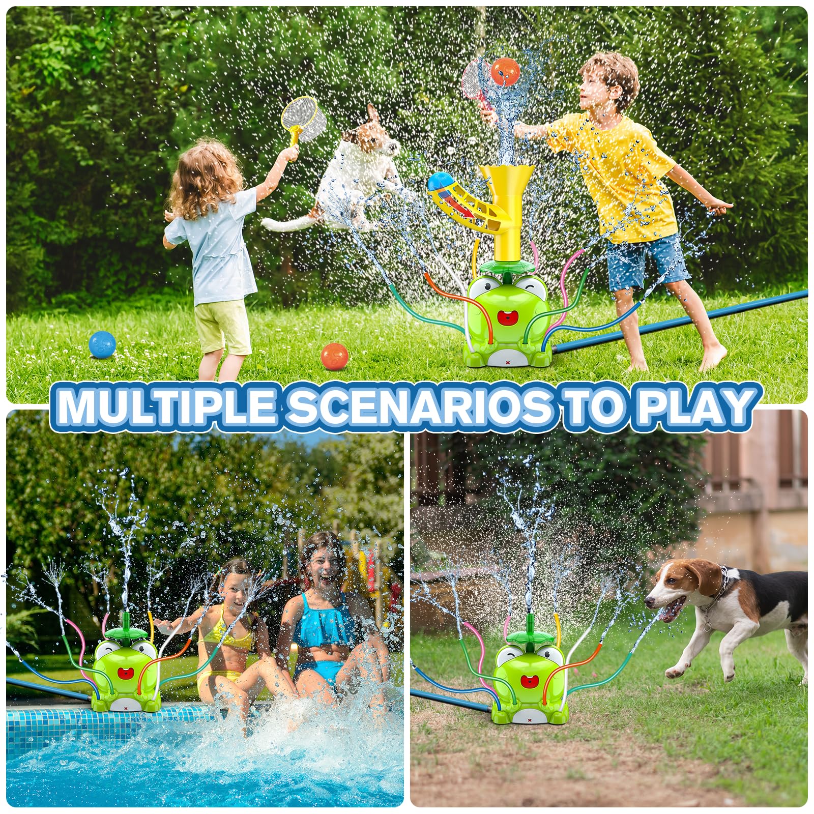 Snapklik.com : Kids Outdoor Water Play Sprinklers, 2 In 1 Frog ...
