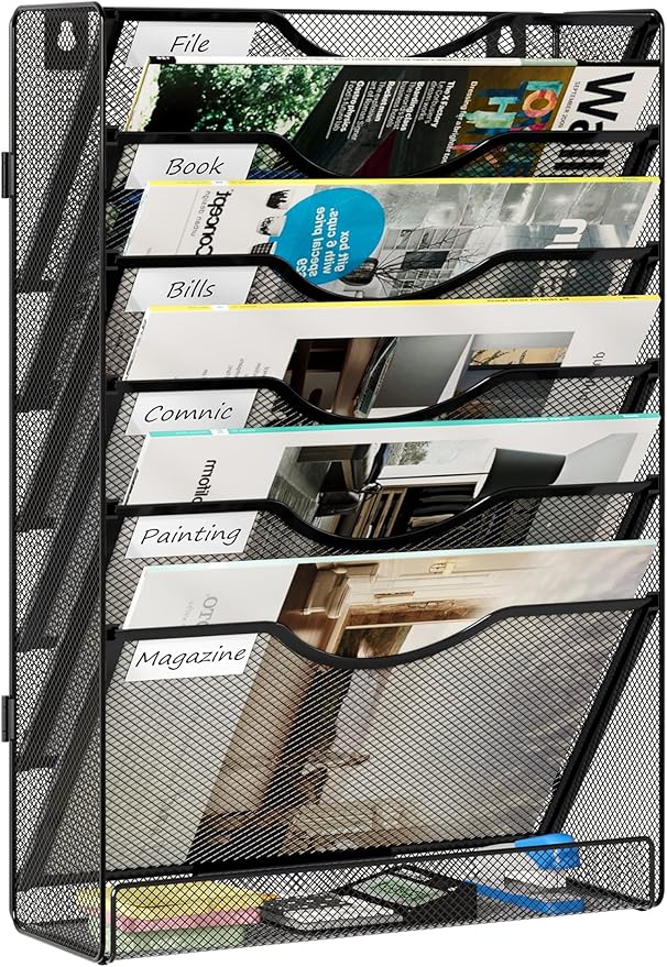 Solinxe Wall File Holder 7 Tier Assembly Hanging File Folder Organizer ...