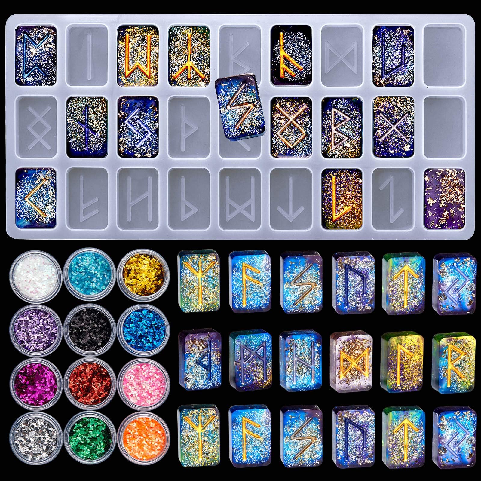 Amazon.com: ResinWorld Rune Set Mold for Resin, Viking Divination Runes ...