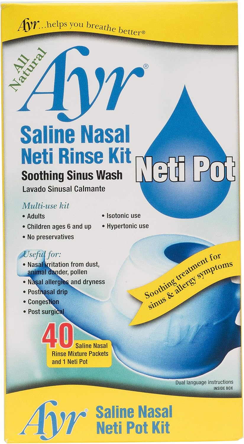 Amazon.com: Ayr Saline Nasal Neti Rinse Kit Soothing Sinus Wash, 40 ...