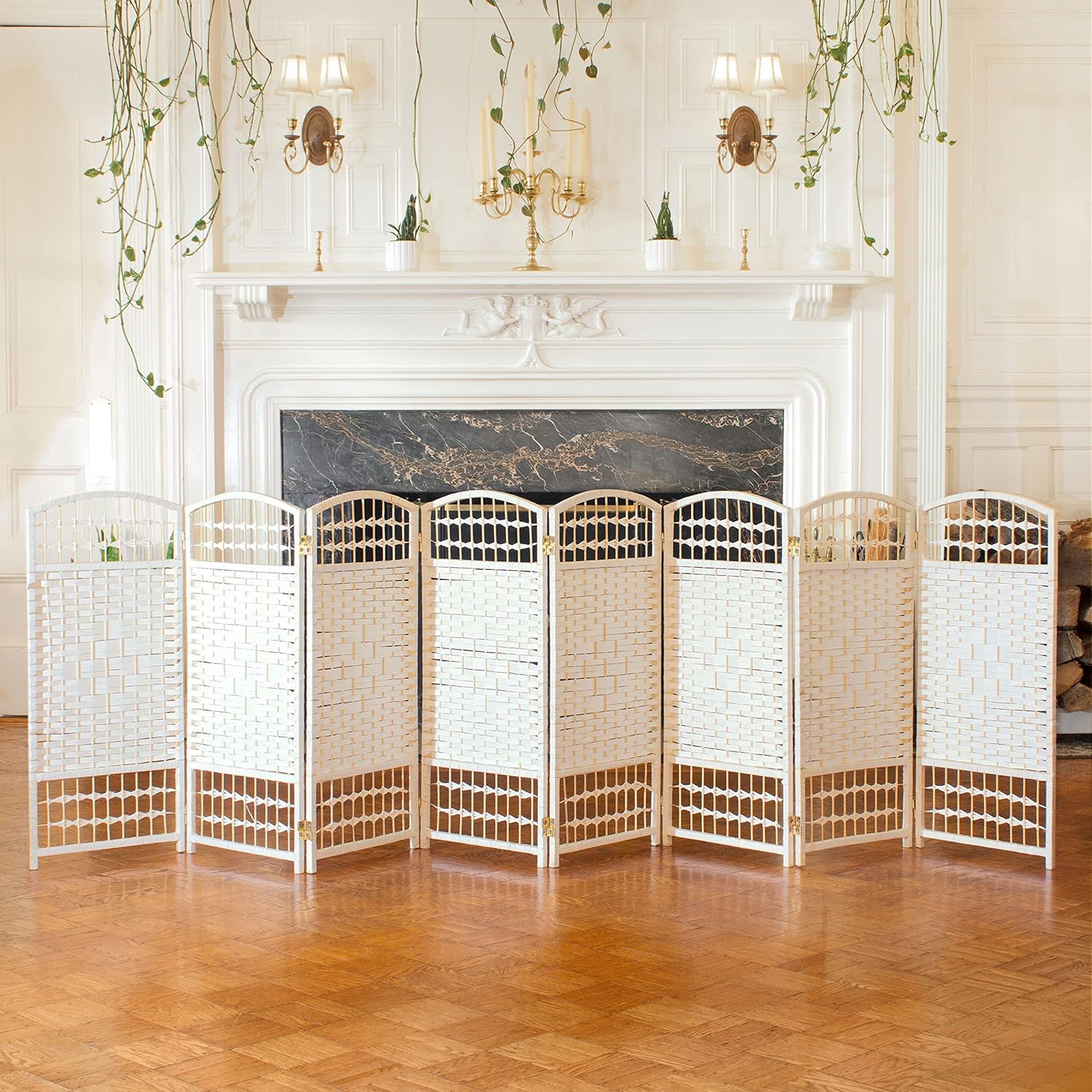 Amazon.com: Red Lantern 3 ft. Short Fiber Weave Folding Screen - White ...