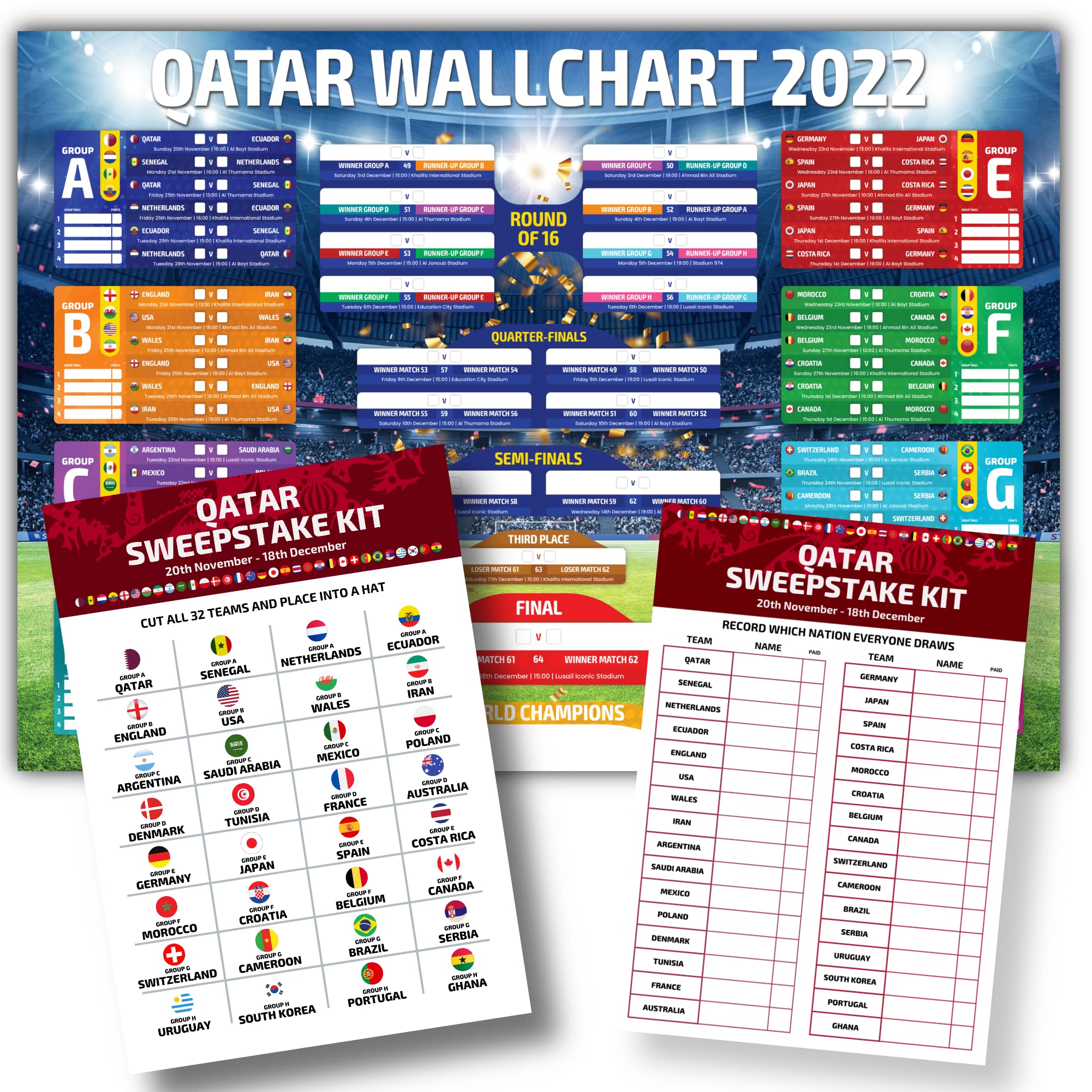 Buy Tournament Wallchart + Sweepstake Kit - Track and Follow The Full ...