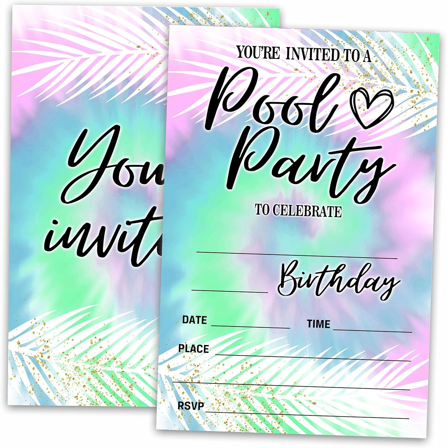 Amazon.com : AWSICE Pool Party Birthday Invitations, 20 Invite Cards ...