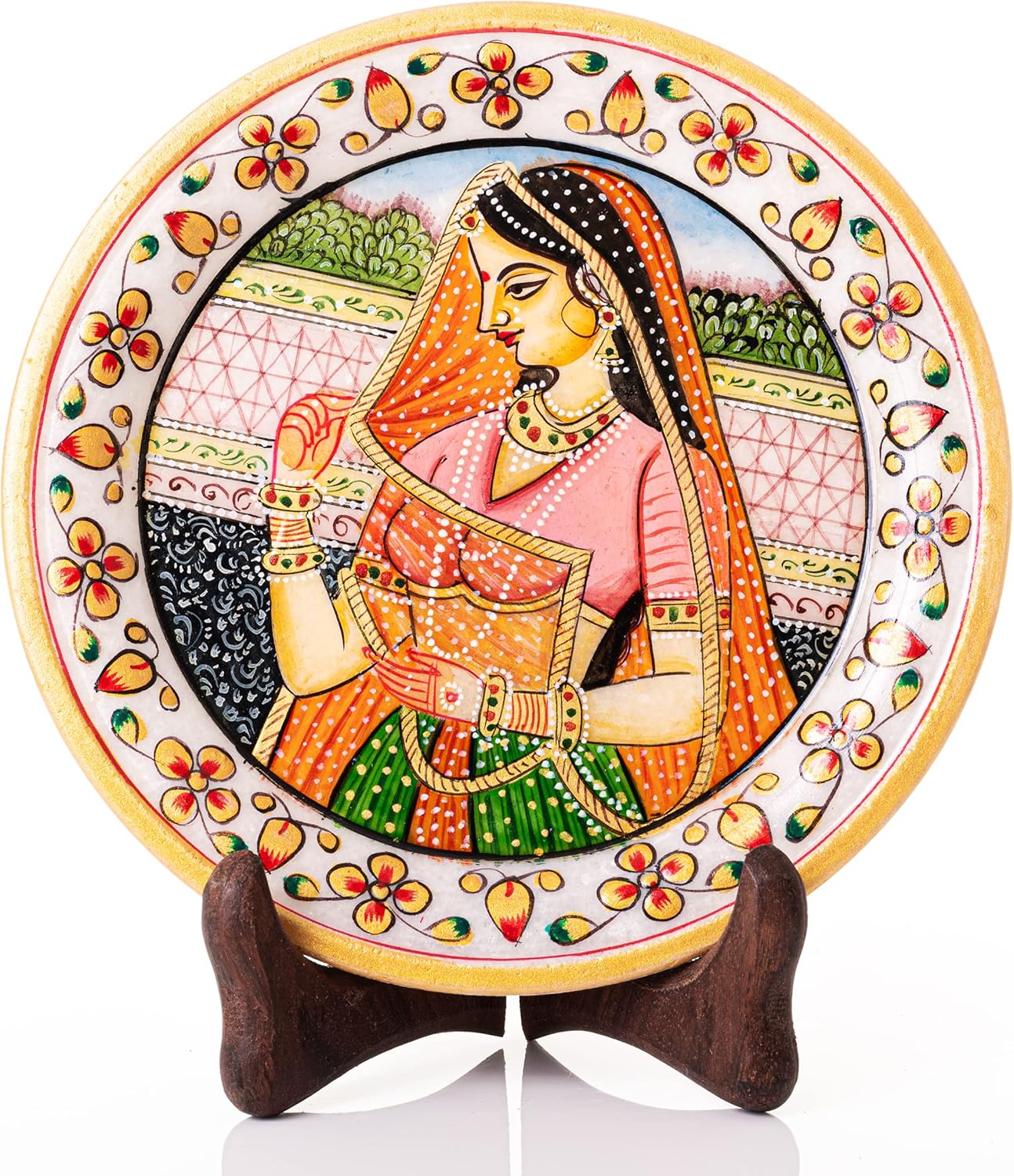 Amazon.com: Marble Decorative Plate Traditional Indian Handpainted ...